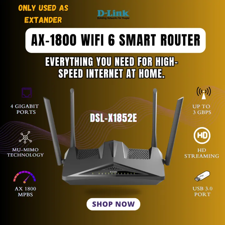 D-Link AX1800 Wi-Fi 6 Smart Router X1852E Dual band router – WiFi 6 ...