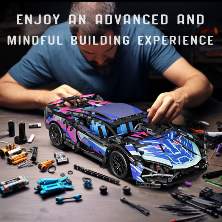 Lego car 36CM Lamborghini 1/14 Racing Car 1200pcs Big Size Model ...