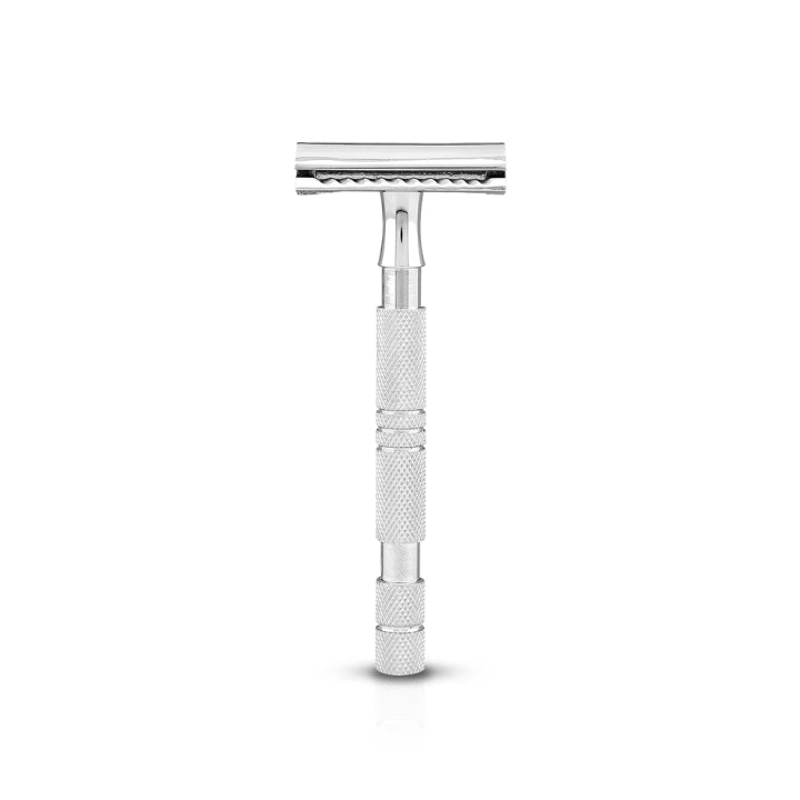 BrushnBlade Textured Grip Double Edge Safety Razor – Chrome-Plated Wet ...