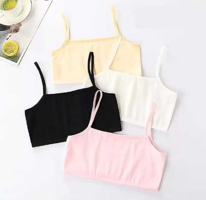 Pack of 2 & 4 Black & Skin Cotton Bra Vest For Girls SADI Bras ...