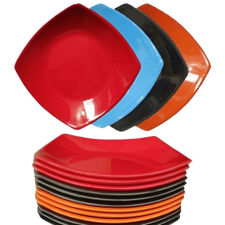 Melamine Dinner Rice Plates (pack of 6) Large Size (9) inch Double ...