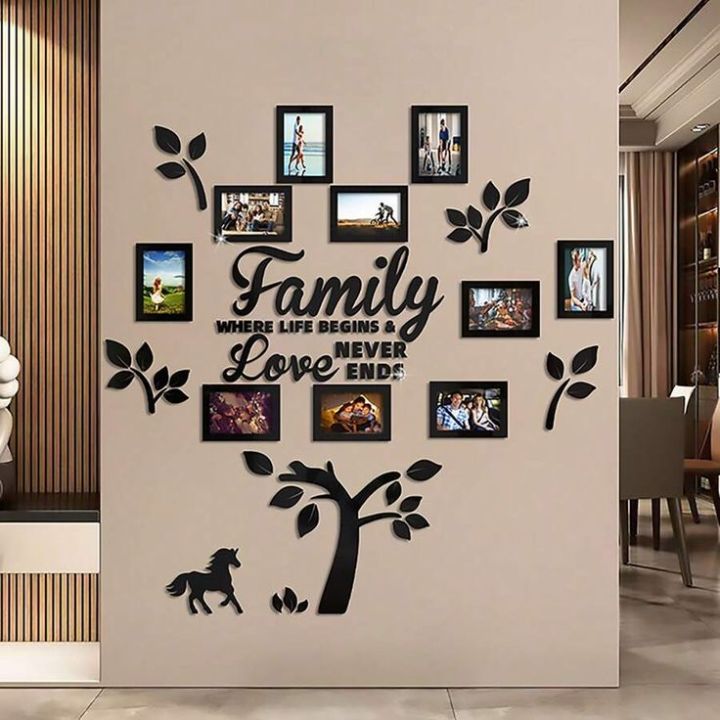TIMESLIFE 3D Wooden Wall Family Tree With Picture Large Size 10 Frames ...