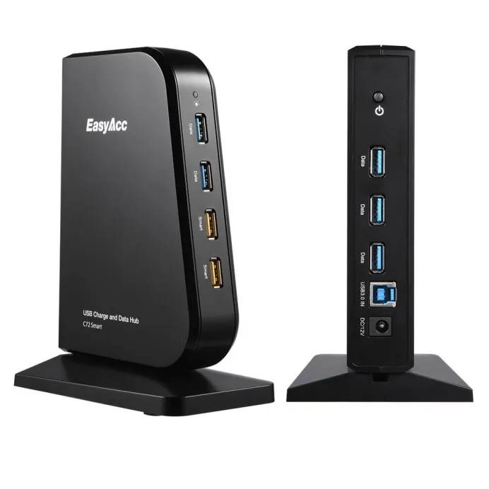 EasyAcc C72 Smart 7-Ports Charge and Data Hub with 2*BC 1.2 Smart usb 3 ...
