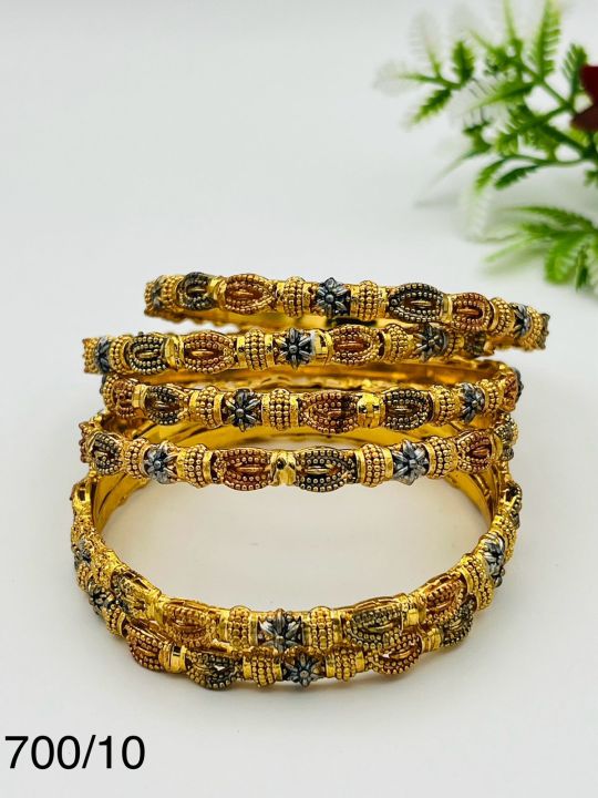 Elegant Gold Plated Traditional Bangles for Women – 6 Pcs Set | Red ...