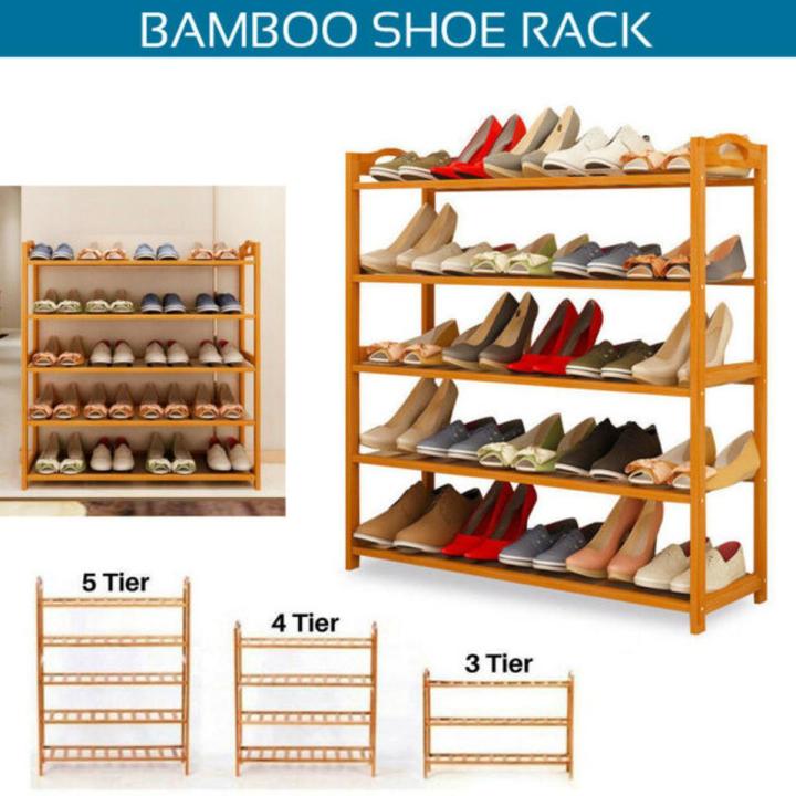 Bamboo Wooden Shelf Multi purpose Shoe Rack Storage Organizers 3-4-5 ...