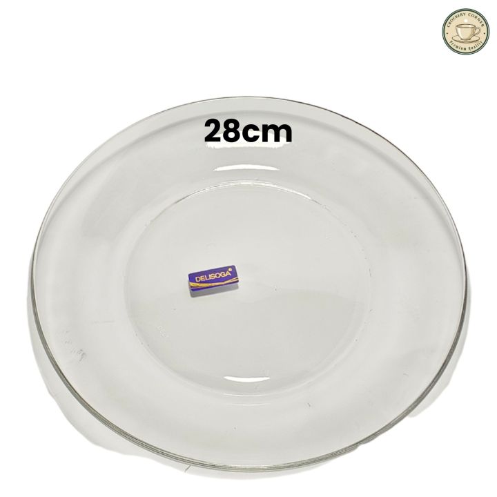 Delisoga 28 cm Round Glass Pizza Plate – Crystal-Clear, Safe for Daily ...