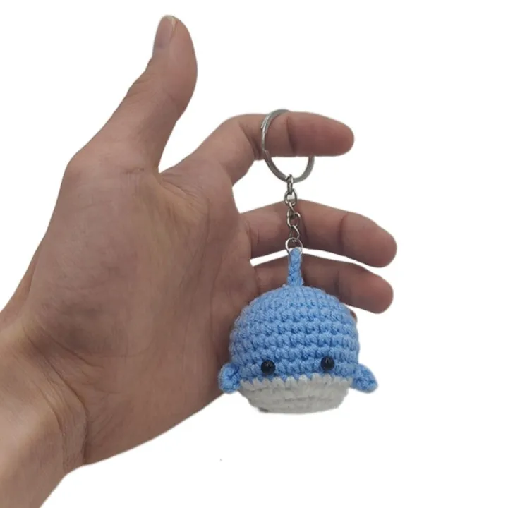 Creative Wool Making Little Whale Keychain Handmade Cartoon Crocheted ...