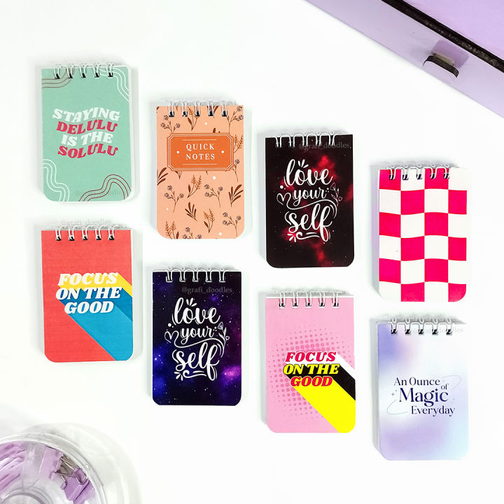 Cute & Inspiring Mini Spiral Notepads | 50-60 Sheets | Pocket Notepads ...