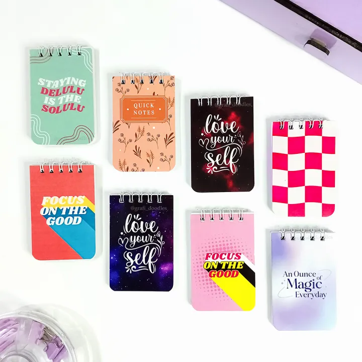 Cute & Inspiring Mini Spiral Notepads | 50-60 Sheets | Pocket Notepads ...