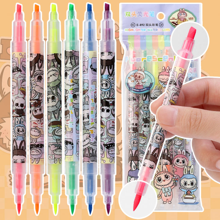 6Pcs/Lot Cartoon Capybara Double Pen Art Marker Highlighter Students ...