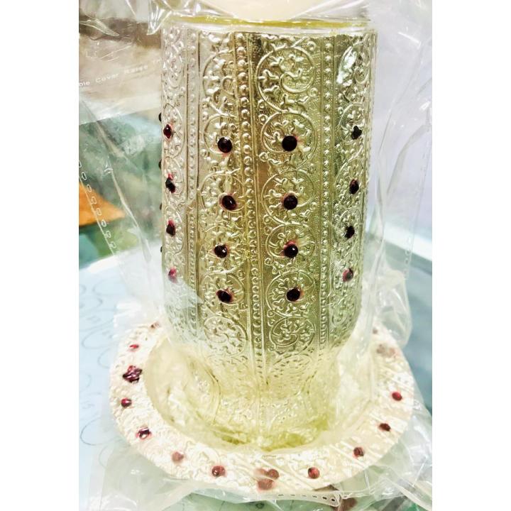 Silver/Chandi Platted Glass/Cups/Mugs and Plate For Doodh Pilayi Rasam ...