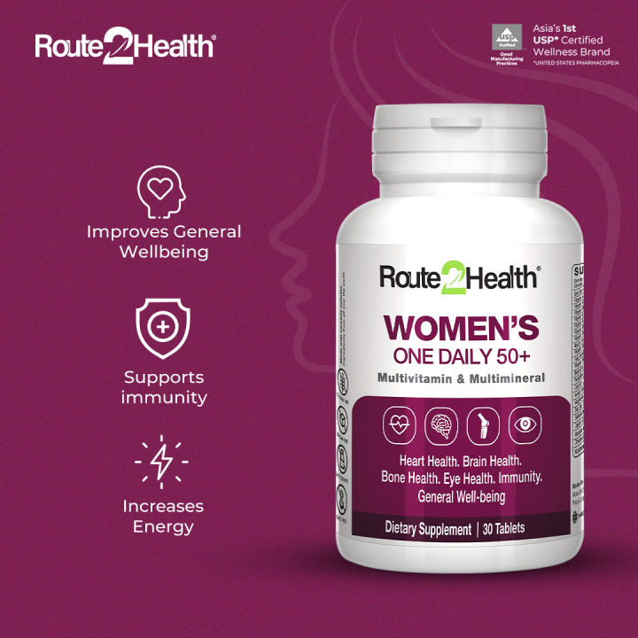 Route2Health Women's One Daily 50+ 30 Tablets | Support Heart Health ...
