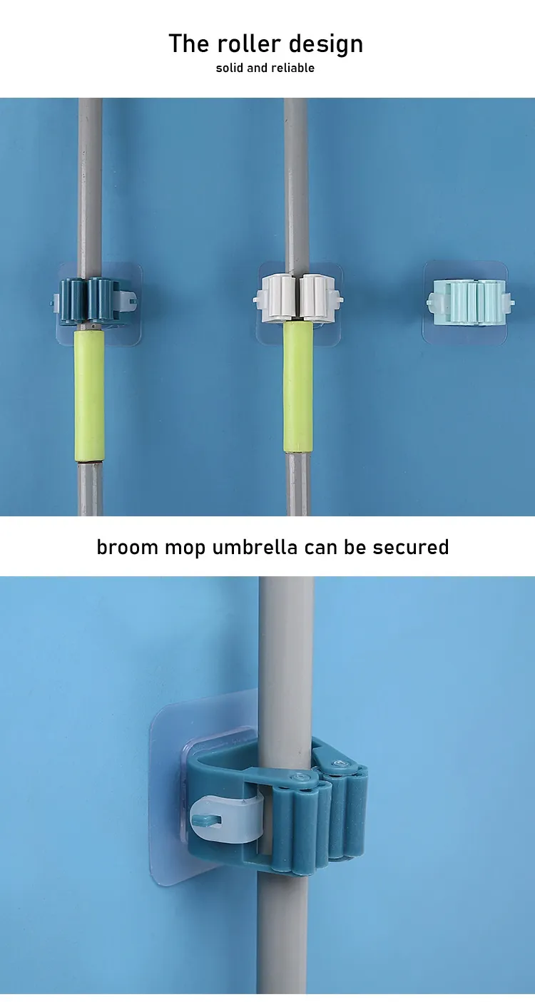 YYS Wall Mounted 3pcs Mop Organizer Holder Rack Self Adhesive Brush ...