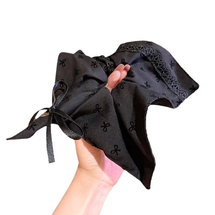Lace edge square scarf bow large intestine scrunchie Internet celebrity ...
