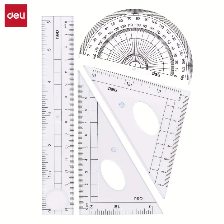 4 Pcs Geometry Set, Protractor, Ruler, Triangle Ruler | Daraz.pk