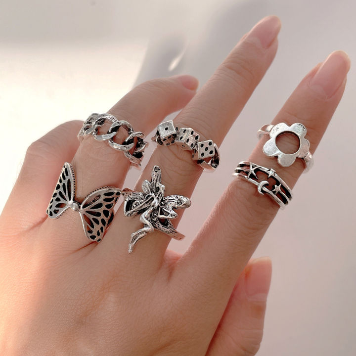 Youbo Butterfly Elf Dice Ring Set 6 Set Creative Butterfly Chain Joint ...