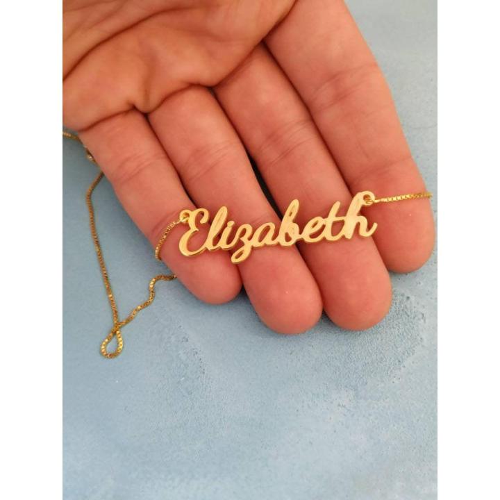 Customize Name Necklace, Name Locket,Start with E Name Pendant, 24K ...