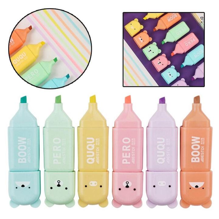 4/5/6Pcs/set Mini Bear Macaron Ins Highlighter Diagonal Mark Clipbook ...
