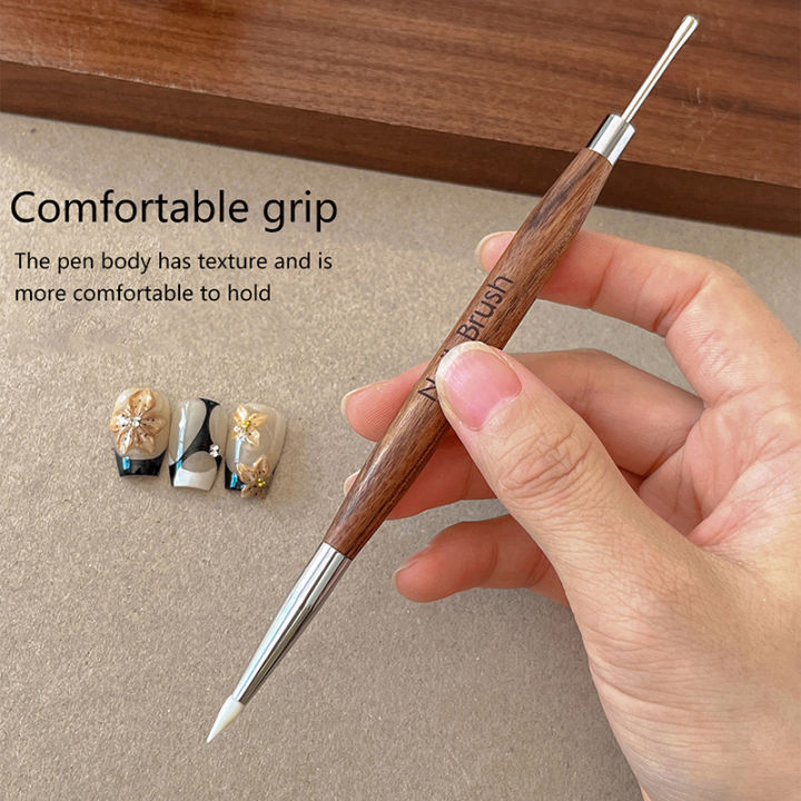 Wood Double Headed Nail Art Brush Carving Flower Painting Pen DIY ...