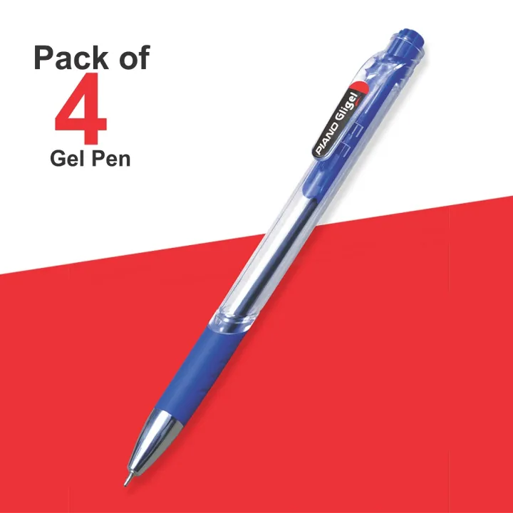 PIANO Gligel Gel Pen Pack of 4 | Needle Tip | Smooth Writing | Soft ...