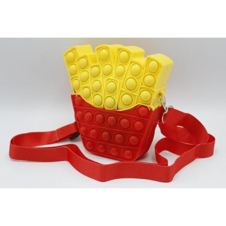 French Fries With Bucket Shaped Pop It Soft Silicone Cross Body Pouch ...