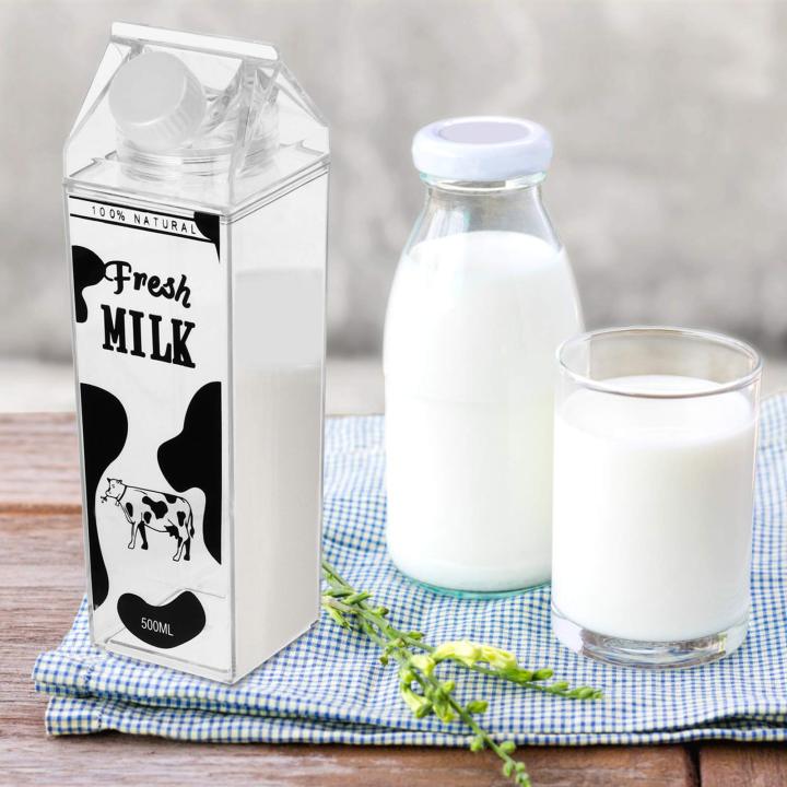 Milk Water Bottle Plastic Clear Milk Box Cartoon Cow Pattern Water ...