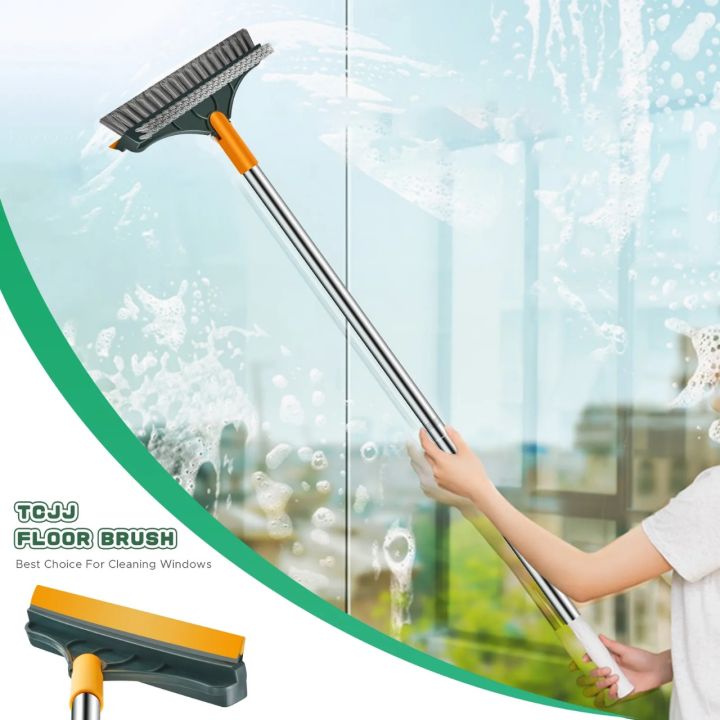 2 in 1 Bursh Mop, V-Shaped Floor Scrub Brush with Long Handle, Bathroom ...