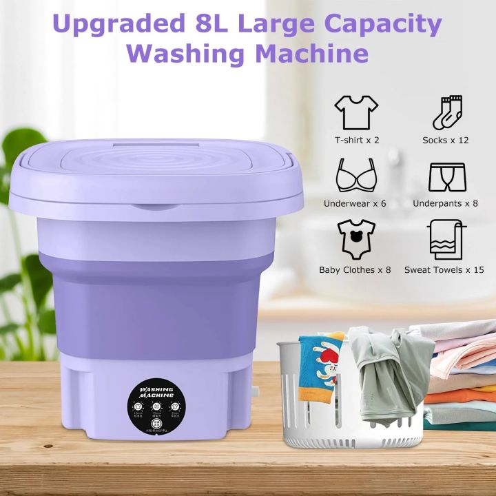 MAX COOL 8L Foldable Washing Machine Portable Mini Washing Machine 3 ...