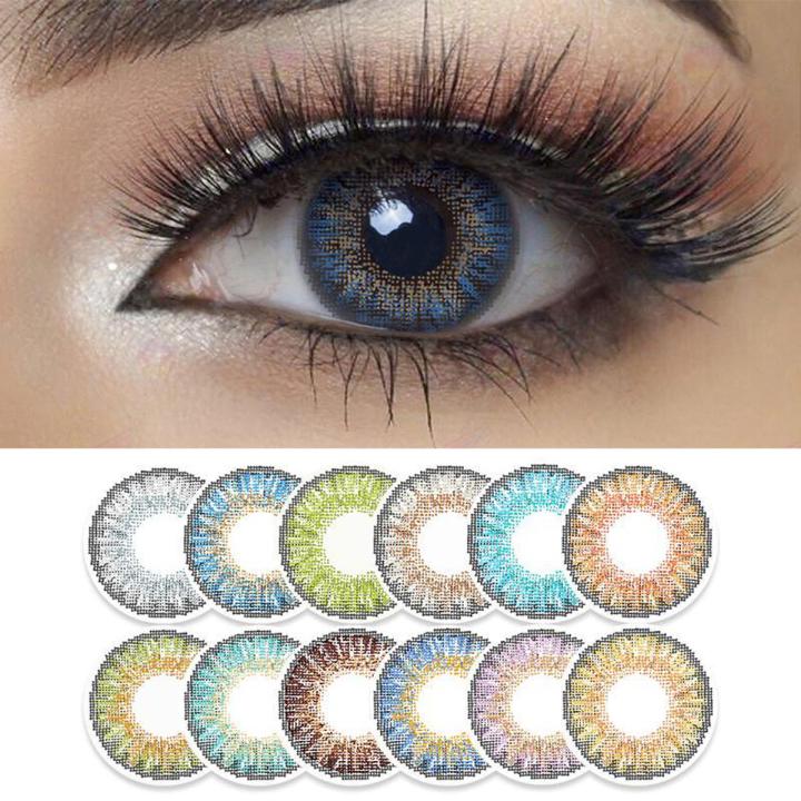 1 Pair of Soft Contact Color Lenses Eye Makeup - Blue Hazel Green Gray ...
