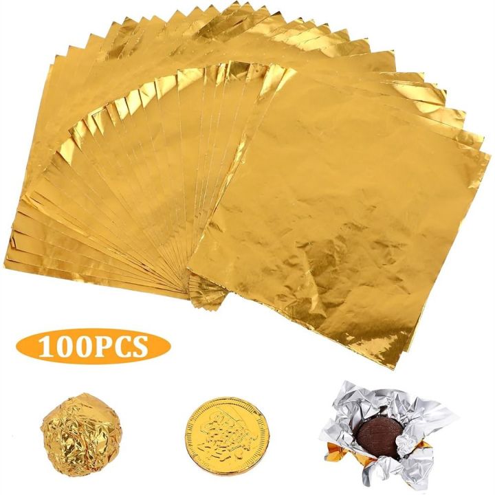 New Gold Foil Candy Wrappers Square Candy Wrapping Paper Chocolate ...