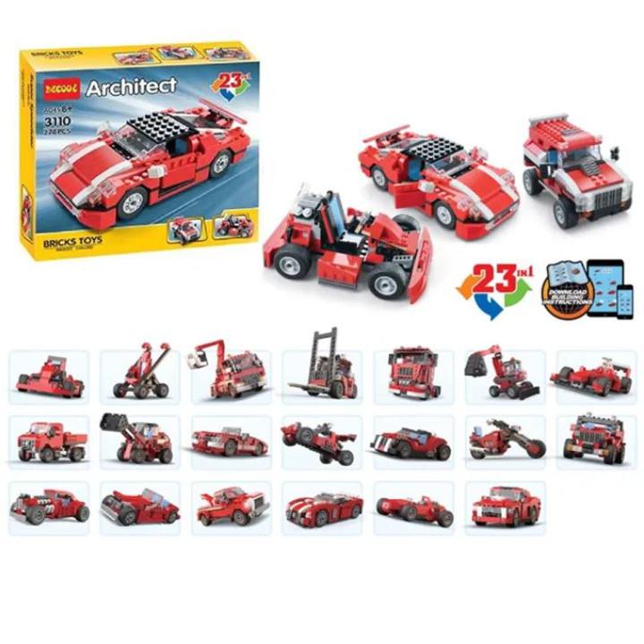 Decool: Architect Creator - 23 in 1 - 278 Pieces Red Super Speedster Race Car Building Blocks ...