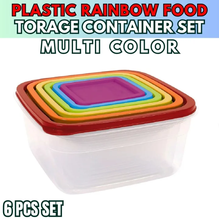 Rainbow Colored Transparent Refrigerator Food Storage Container Square ...