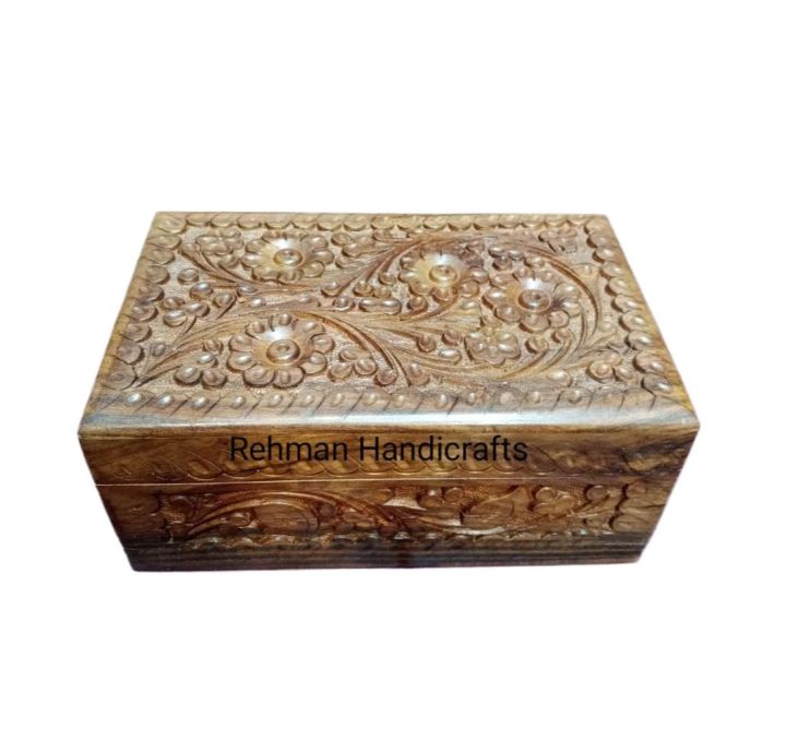 Jewellery Box Carving - Wood - Brown- 6*9 Inches | Daraz.pk