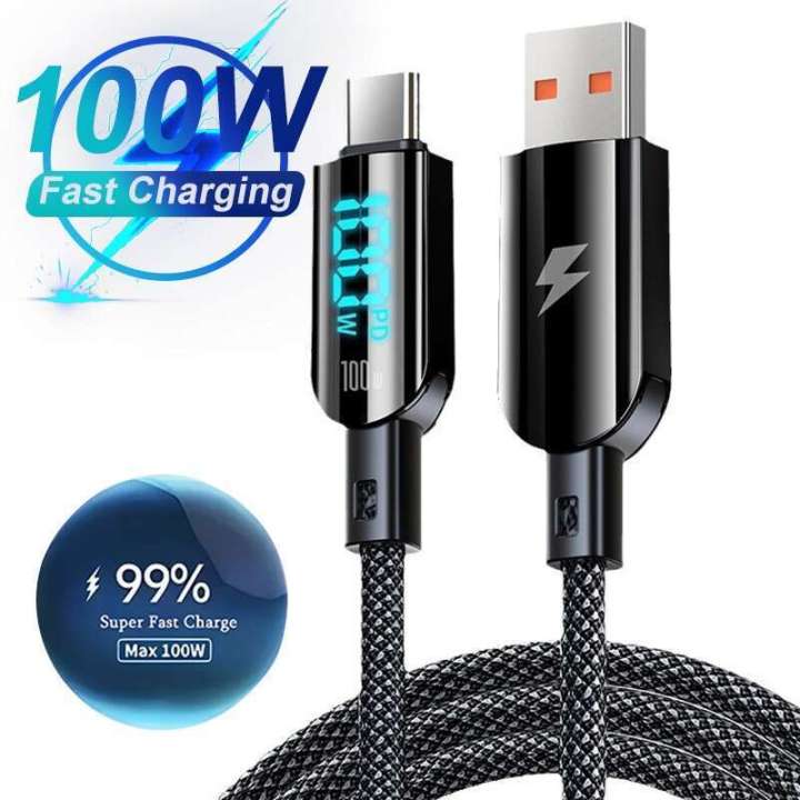 100W Type Super Fast Charge Cable With Led Digital Display For Samsung ...