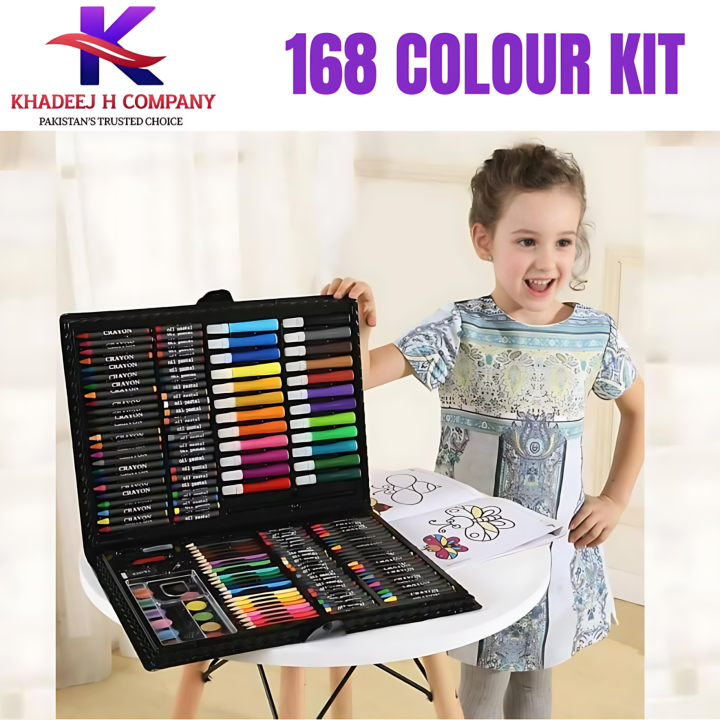 168 Colour Box Set for Kids & Girls – Complete Colour Kit with Colour Markers, Colour Pencils ...