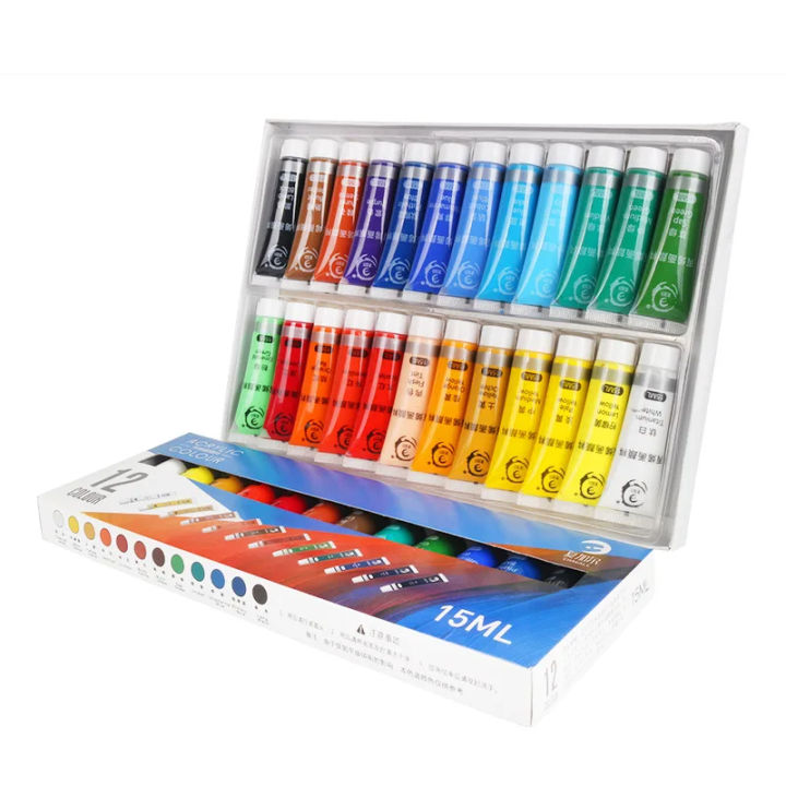 Acrylic Paints, Acrylic Color Paint Tubes Set - 12/6 Colors, Perfect ...