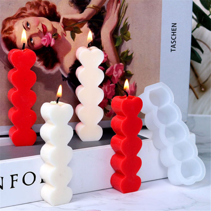 Connected Heart Candle Silicone Mould Atmosphere Candle For Wedding ...