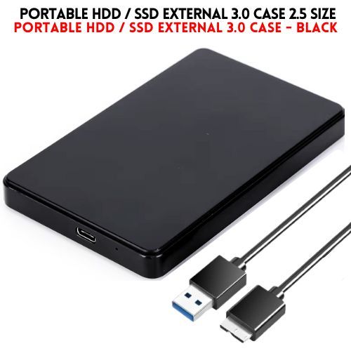 USB 3.0 Portable HDD SSD 2.5" Hardrive External Case ( Black & Transparent ) - 2.5" Hard Drive ...