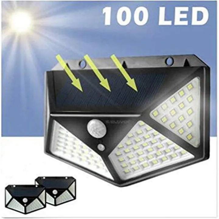 100 LED Solar Light IPR Motion Sensor Wall Light Outdoor Lighting ...