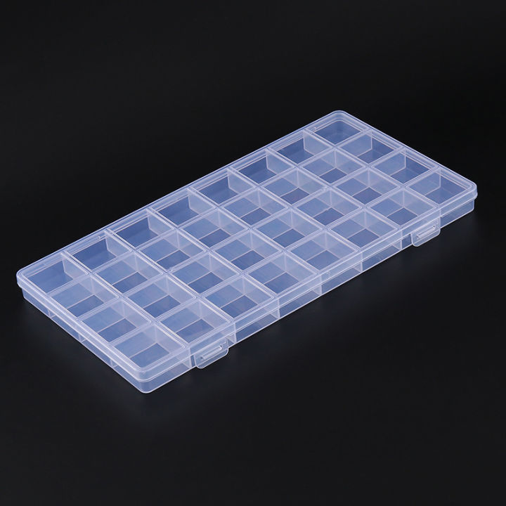 32 Grid Compartment Plastic Transparent Storage Box Jewelry Earring ...