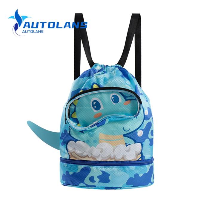 Waterproof Backpack Kids Cartoon Print Swimming Backpack with Wet Dry ...