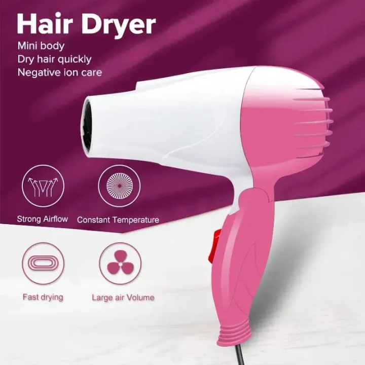 Nova 1290 Electric Foldable Hair Dryer | 1000W Strong Airflow ...