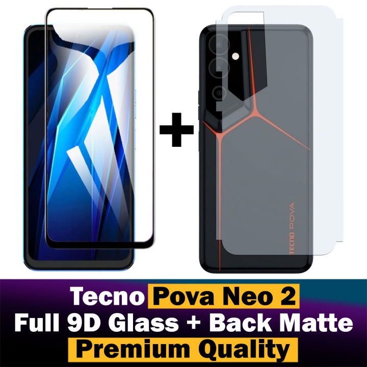 Tecno Pova Neo 2 Glass Protector 5D-10D-11D-21D-9D Glass Full Coverage + Back Protector Carbon ...