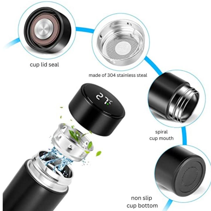 Smart Flask Water Bottle, Thermal Cup, 500ml/17oz Thermos Smart Cup ...