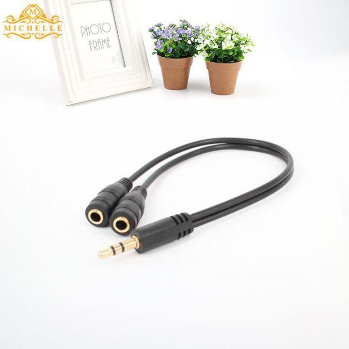 AUX Audio Cable Line 3.5mm Plug to 2 Stereo Female Socket Jack Port ...