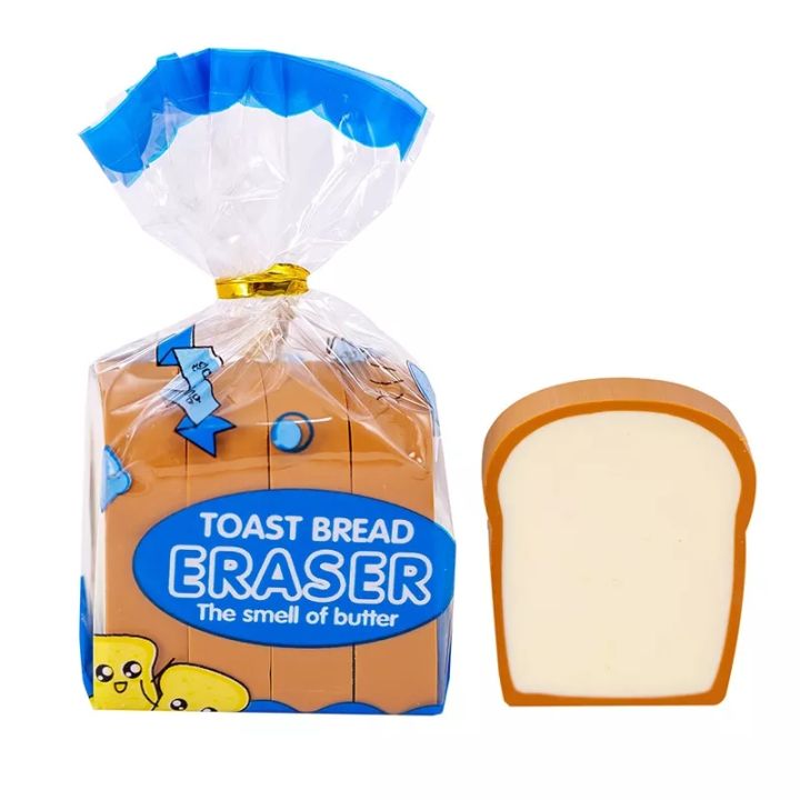 4PCS/Set Cute Toast Bread Eraser Stationery Baked Bread Rubber Pencil ...