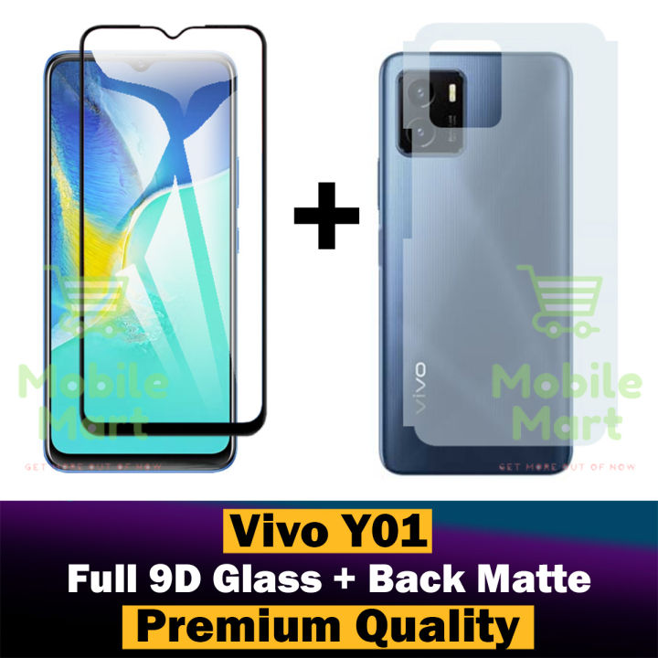 Vivo Y01 Tempered Glass HD 9D Curved Glass Protector Edge To Edge Full ...