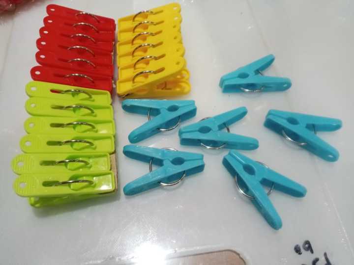 Plastic Clothes Pins Hanging Clips Hook 12pcs Clothes Peg, Strong Clips ...