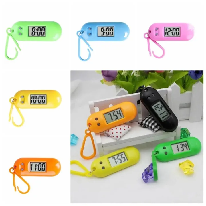 Study Pocket Watch Key Display Digital Electronic Clock Keychain Table ...