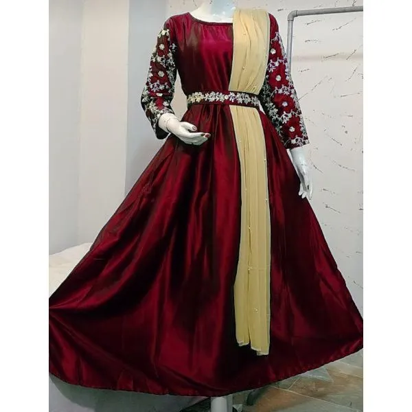NC-12 Stitched Frock 3 PCs Set Women's Semi-Stitched Pakistani Style ...